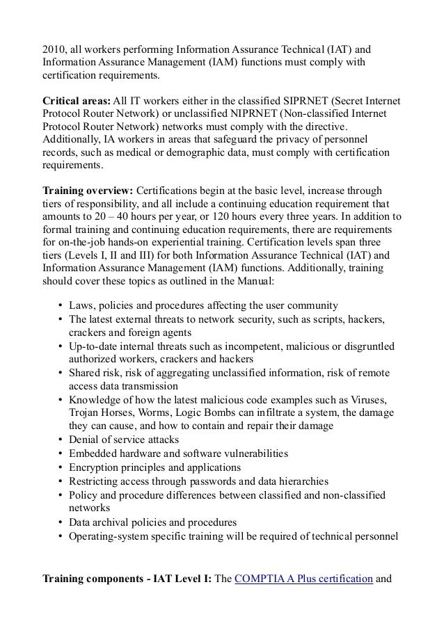 DOD 8570-Information Assurance Training-COMPTIA-Deadlines-Mandates ...