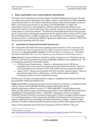 Do d cloud computing security requirements guide (srg) version 1 | PDF