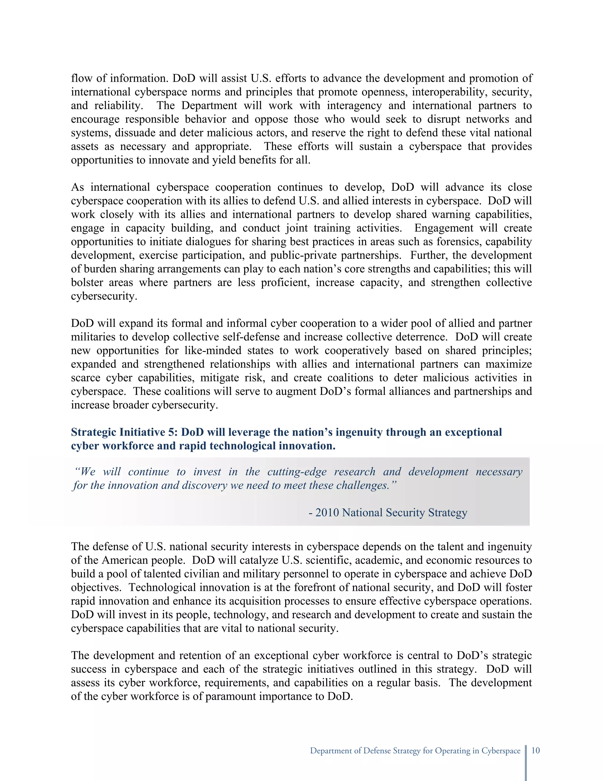 DoD Cyber Strategy | PDF