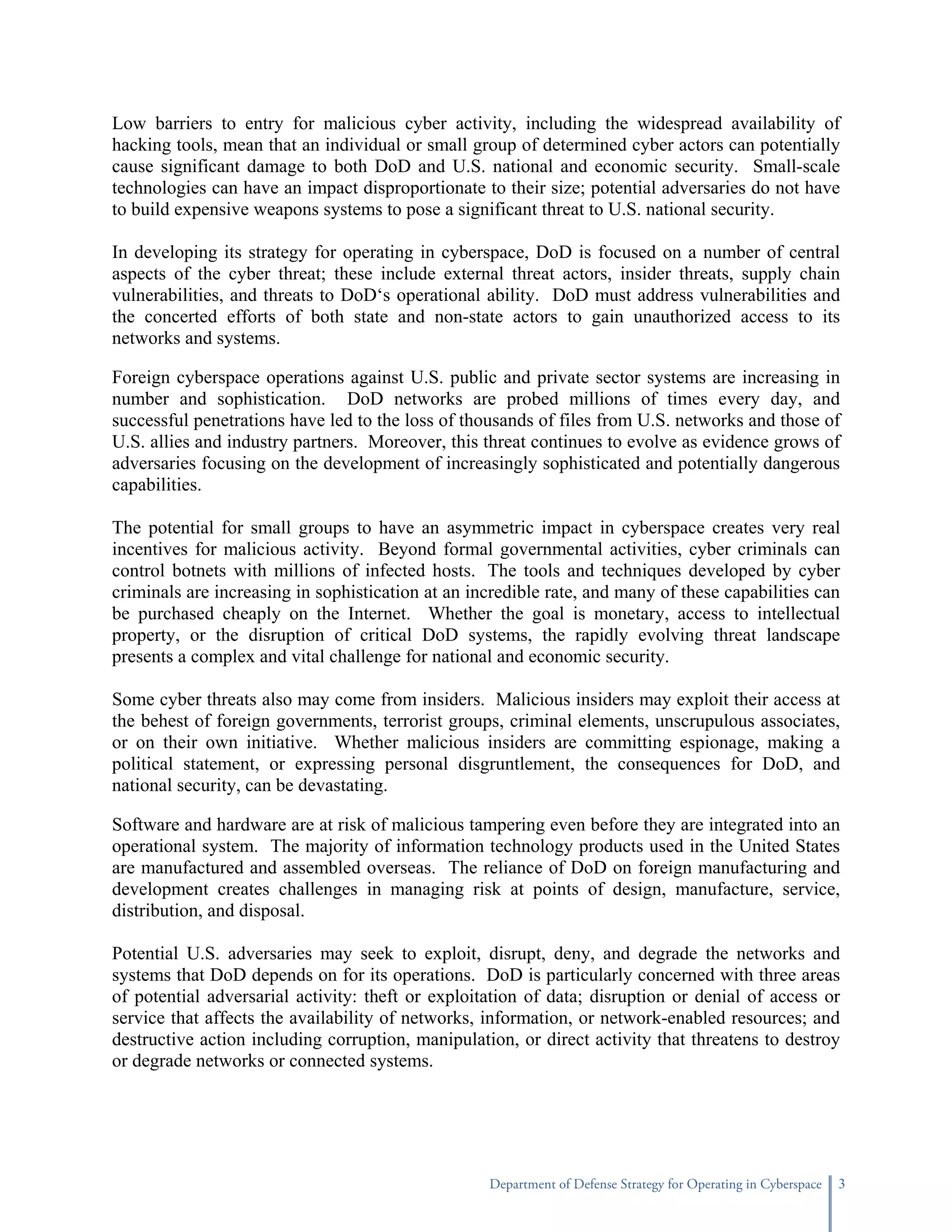 DoD Cyber Strategy | PDF