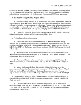 Department of Defense Instruction 5143_DUSD Intelligence 24Oct14 | PDF