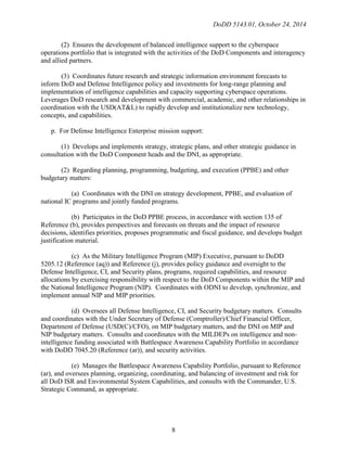 Department of Defense Instruction 5143_DUSD Intelligence 24Oct14 | PDF