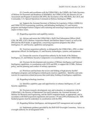 Department of Defense Instruction 5143_DUSD Intelligence 24Oct14 | PDF