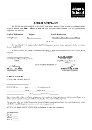 Formal Requirements: The deed of donatio | DOCX