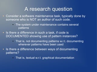 Documenting design pattern instances: A Family of experiments on Source code comprehensibility | PDF