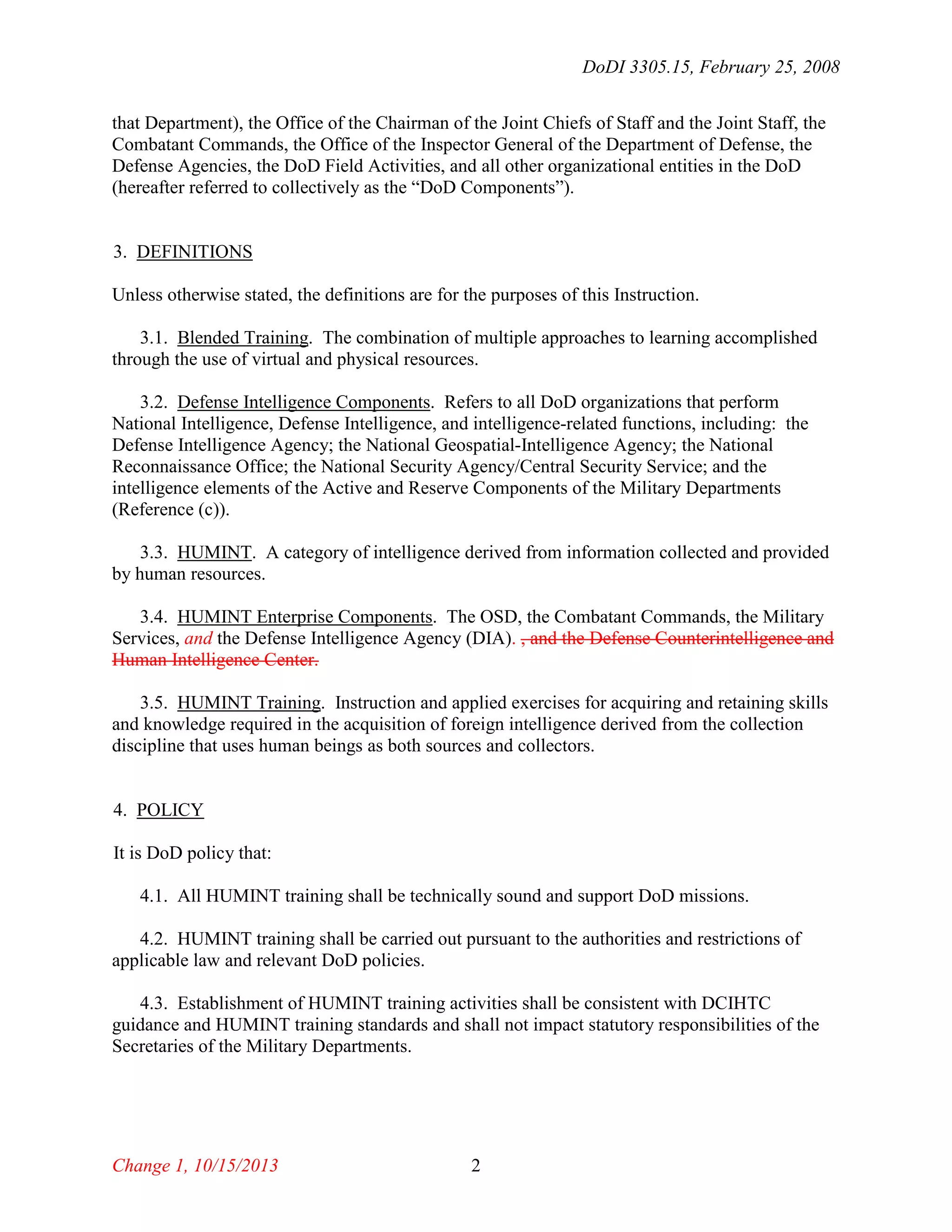 Do d human intelligence (humint) training dodi 3305-15 | PDF