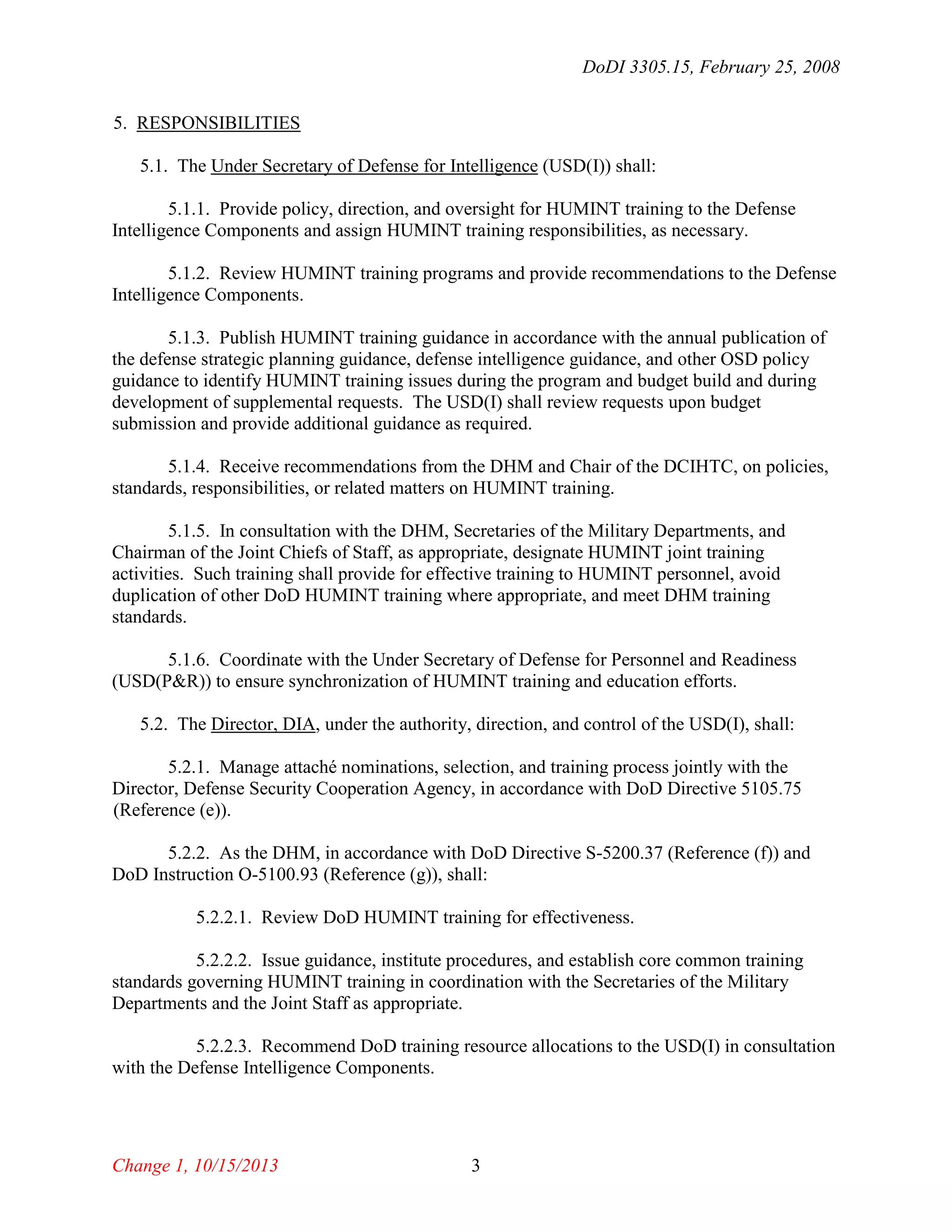 Do d human intelligence (humint) training dodi 3305-15 | PDF