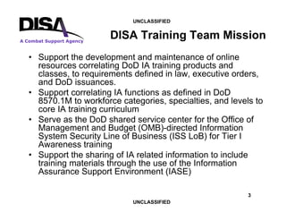 DoD IA Training Products, Tools Integration, and Operationalization | PPT