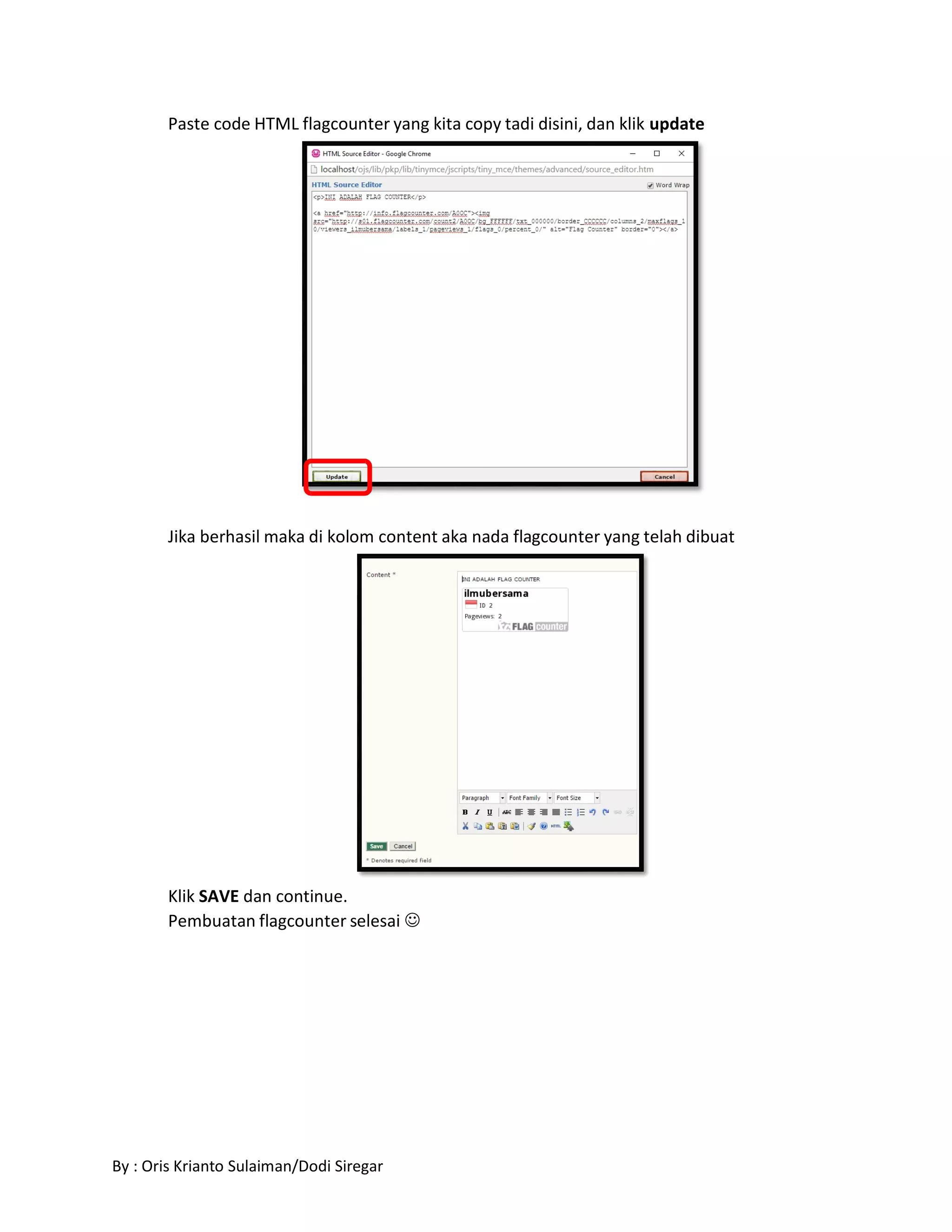 MEMBUAT FLAGCOUNTER dan STATCOUNTER Pada OJS | PDF