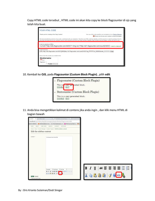 MEMBUAT FLAGCOUNTER dan STATCOUNTER Pada OJS | PDF