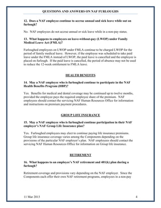 DOD NAF Furlough QAs 2013 | PDF | Government Support and Welfare ...