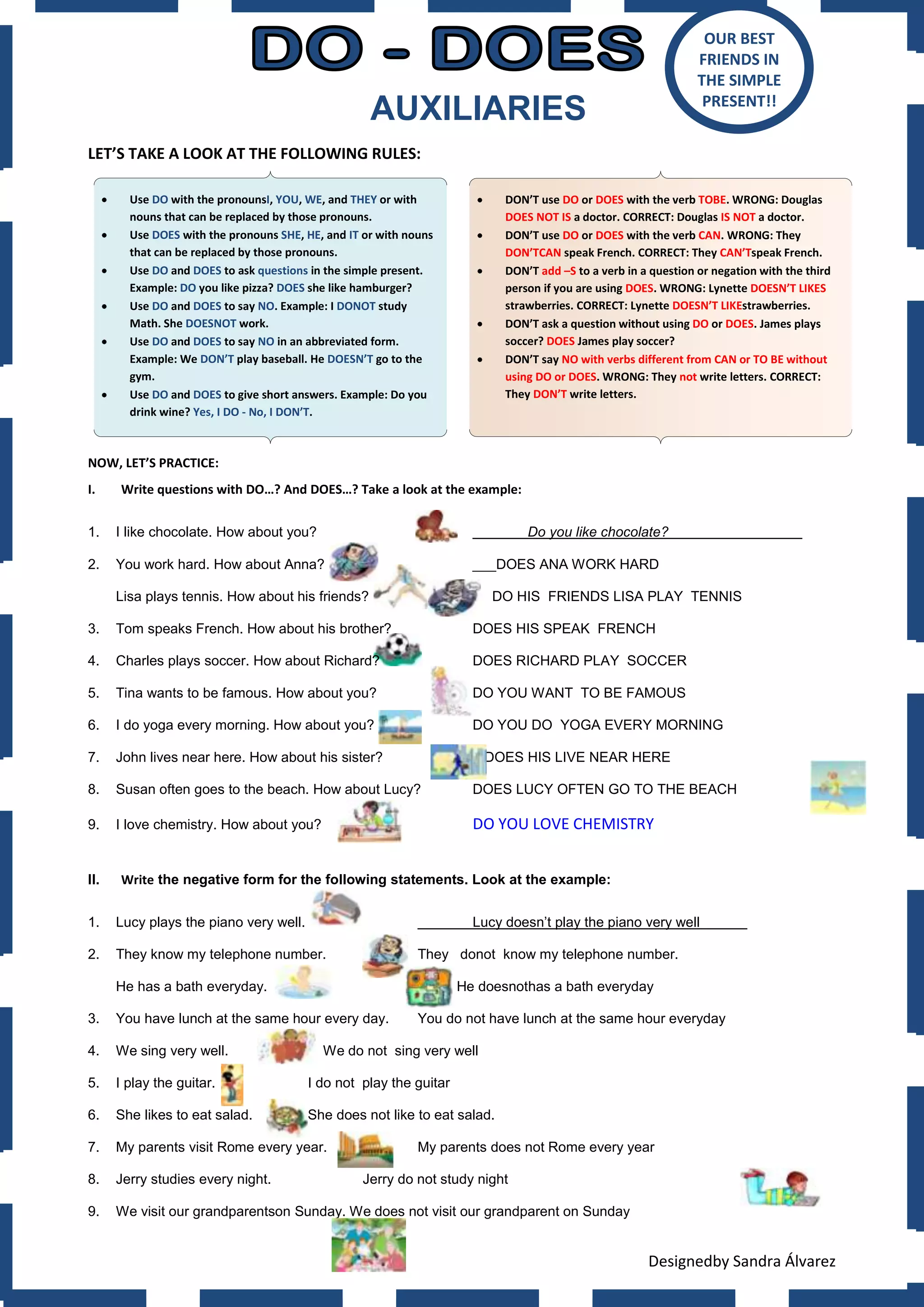 Do does auxiliares | DOCX