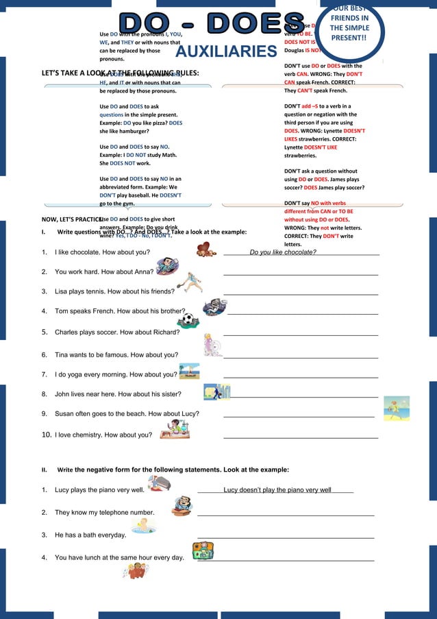 Do does auxiliaries | PDF