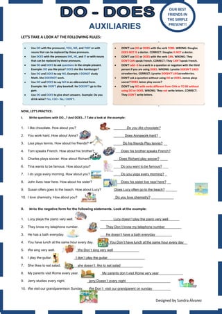 Do does auxiliaries | PDF