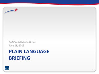 GSA Plain Language Briefing | PPT
