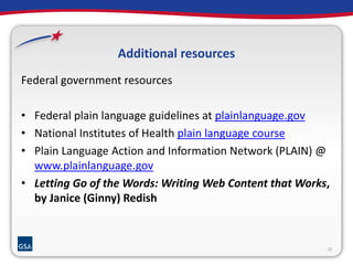 GSA Plain Language Briefing | PPT