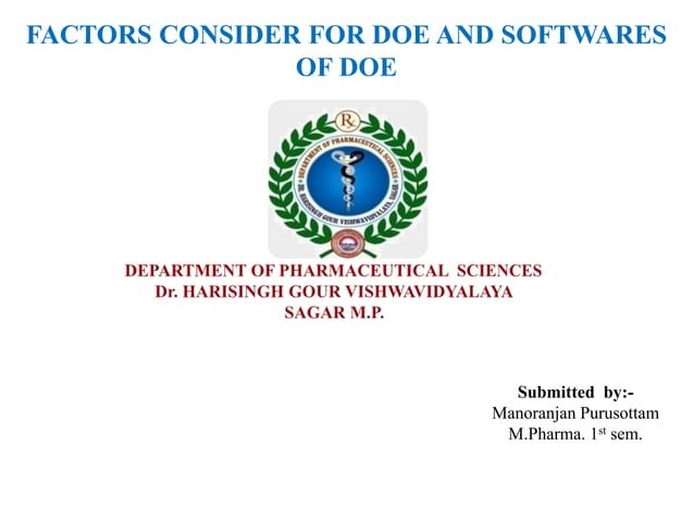Factors affecting Design of Experiment (DOE) and softwares of DOE ...