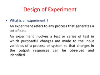 Factors affecting Design of Experiment (DOE) and softwares of DOE | PPTX