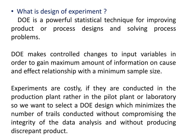 Factors affecting Design of Experiment (DOE) and softwares of DOE ...