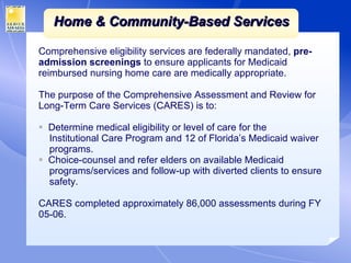 Florida Department of Elder Affairs Overview | PPT | Eldercare | Family ...