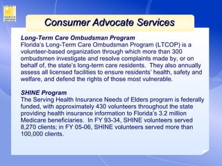 Florida Department of Elder Affairs Overview | PPT | Eldercare | Family ...