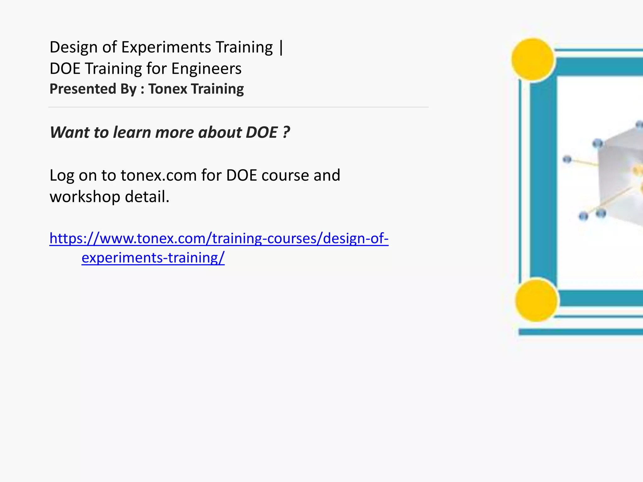 DOE, Design Of Experiments, DoE Training, Learn How To Use DoE, Taguchi ...