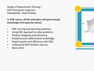 DOE, Design Of Experiments, DoE Training, Learn How To Use DoE, Taguchi ...