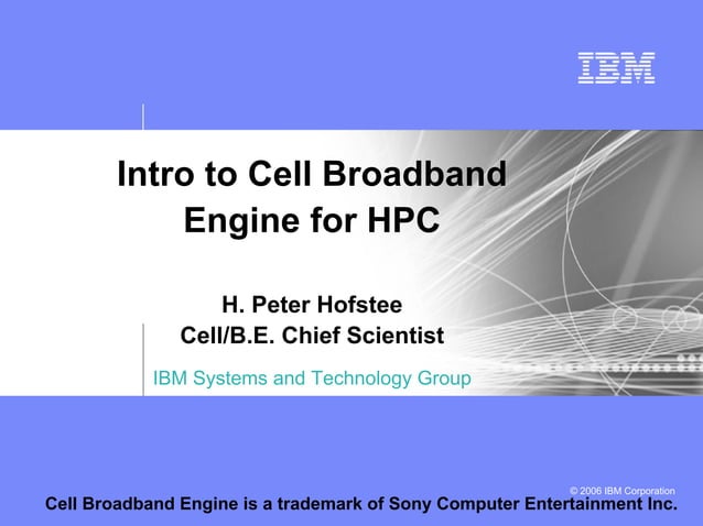Intro to Cell Broadband Engine for HPC | PDF