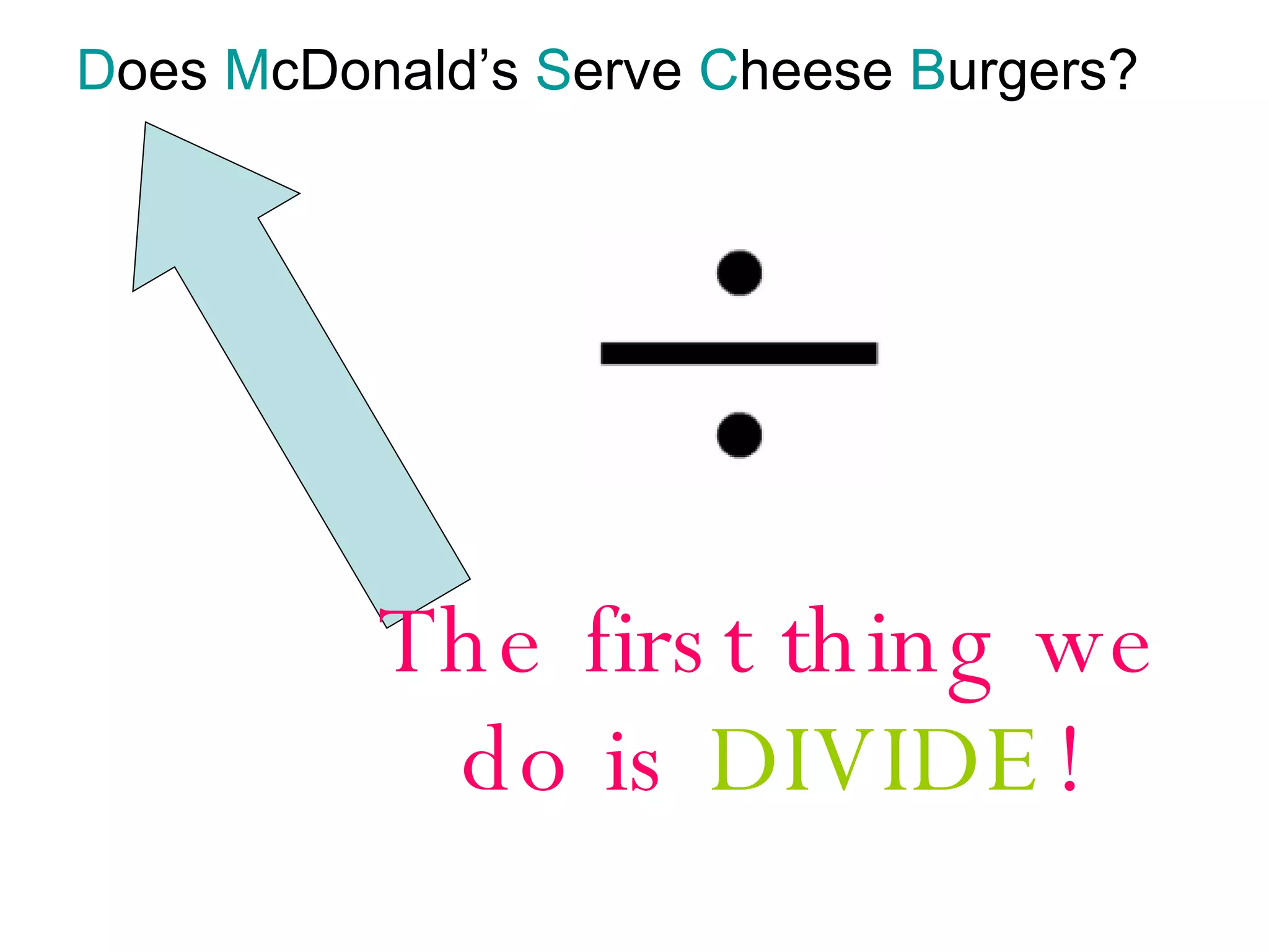 Does McDonald\'s Sell Cheeseburgers? (lomg division) | PPT