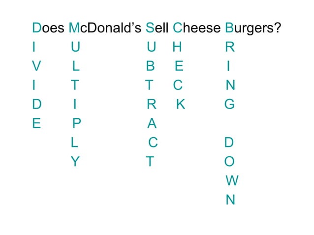 Does McDonald\'s Sell Cheeseburgers? (lomg division) | PPT