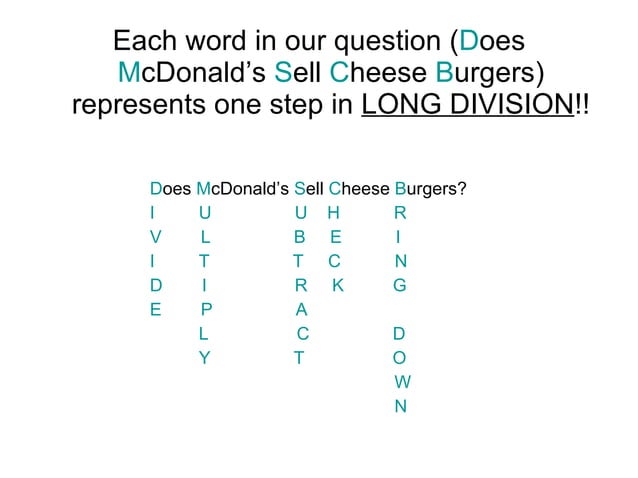 Does McDonald\'s Sell Cheeseburgers? (lomg division) | PPT