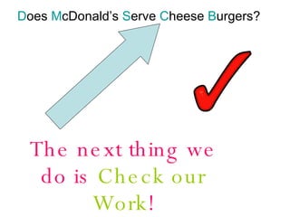 Does McDonald\'s Sell Cheeseburgers? (lomg division) | PPT