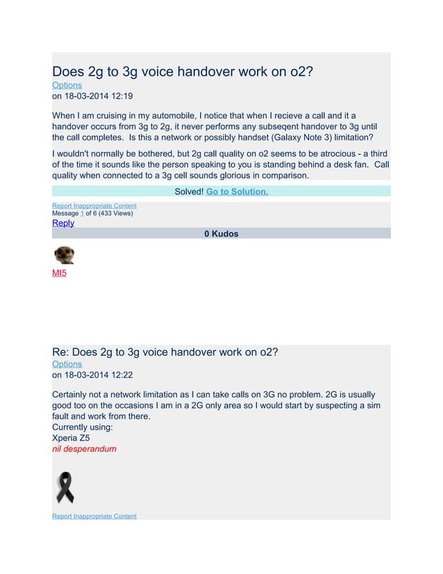 Does 2g to 3g voice handover work on o2 | PDF