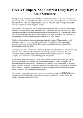 Does A Compare And Contrast Essay Have A Basic Structure | PDF