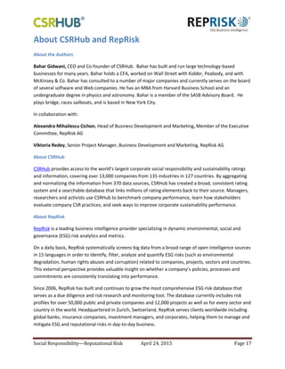 Does Corporate Social Responsibility Performance Affect Reputational ...