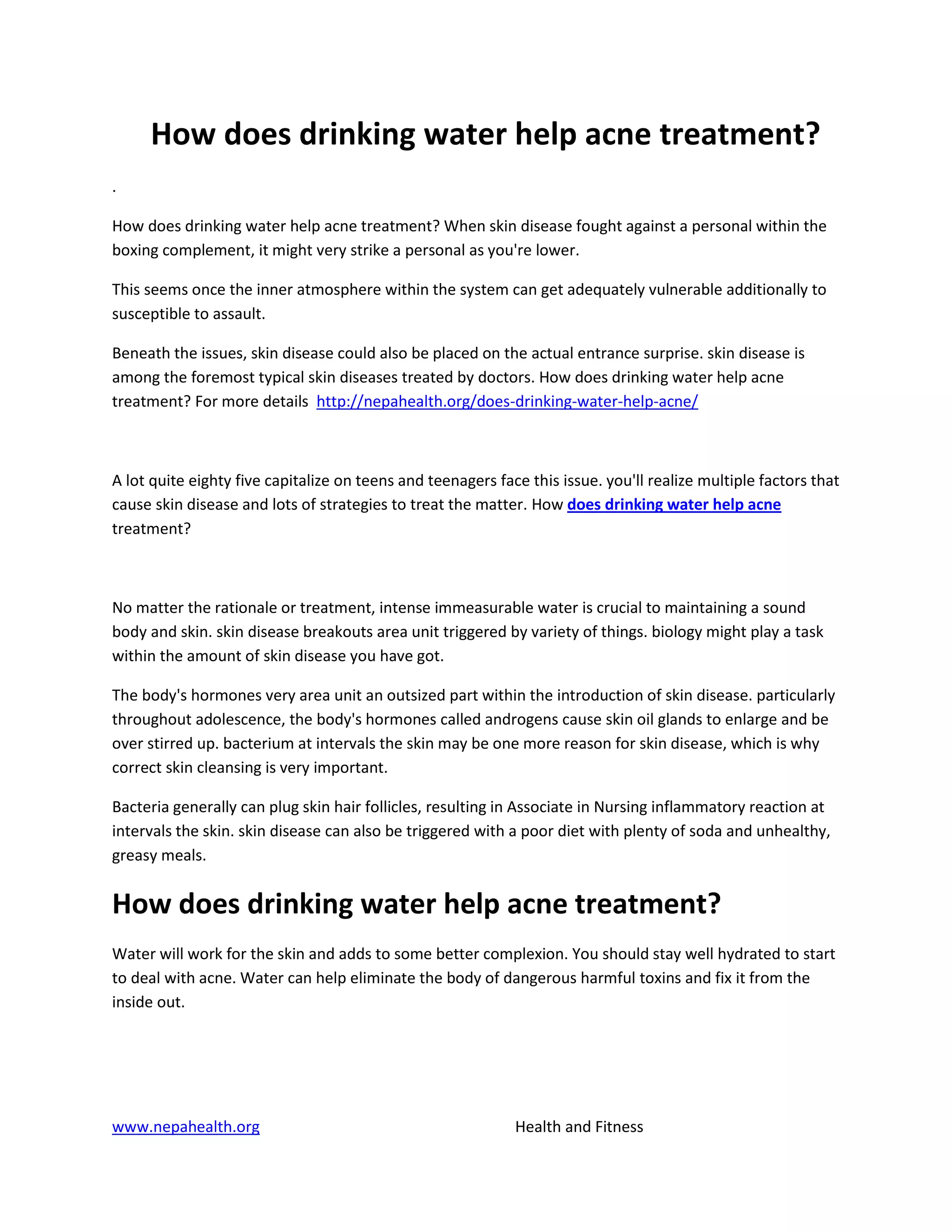 Does drinking water help acne | DOCX | Skin Care | Beauty