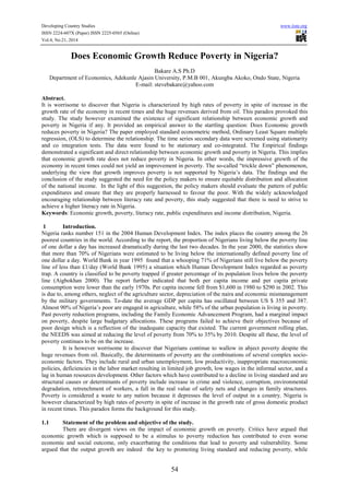Does economic growth reduce poverty in nigeria | PDF