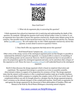Does God Exist Essay | PDF | Agnosticism | Religion & Spirituality