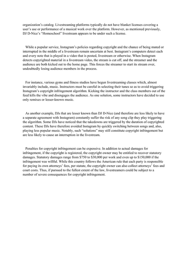 Does livestreaming carry any copyright infringement risks | PDF