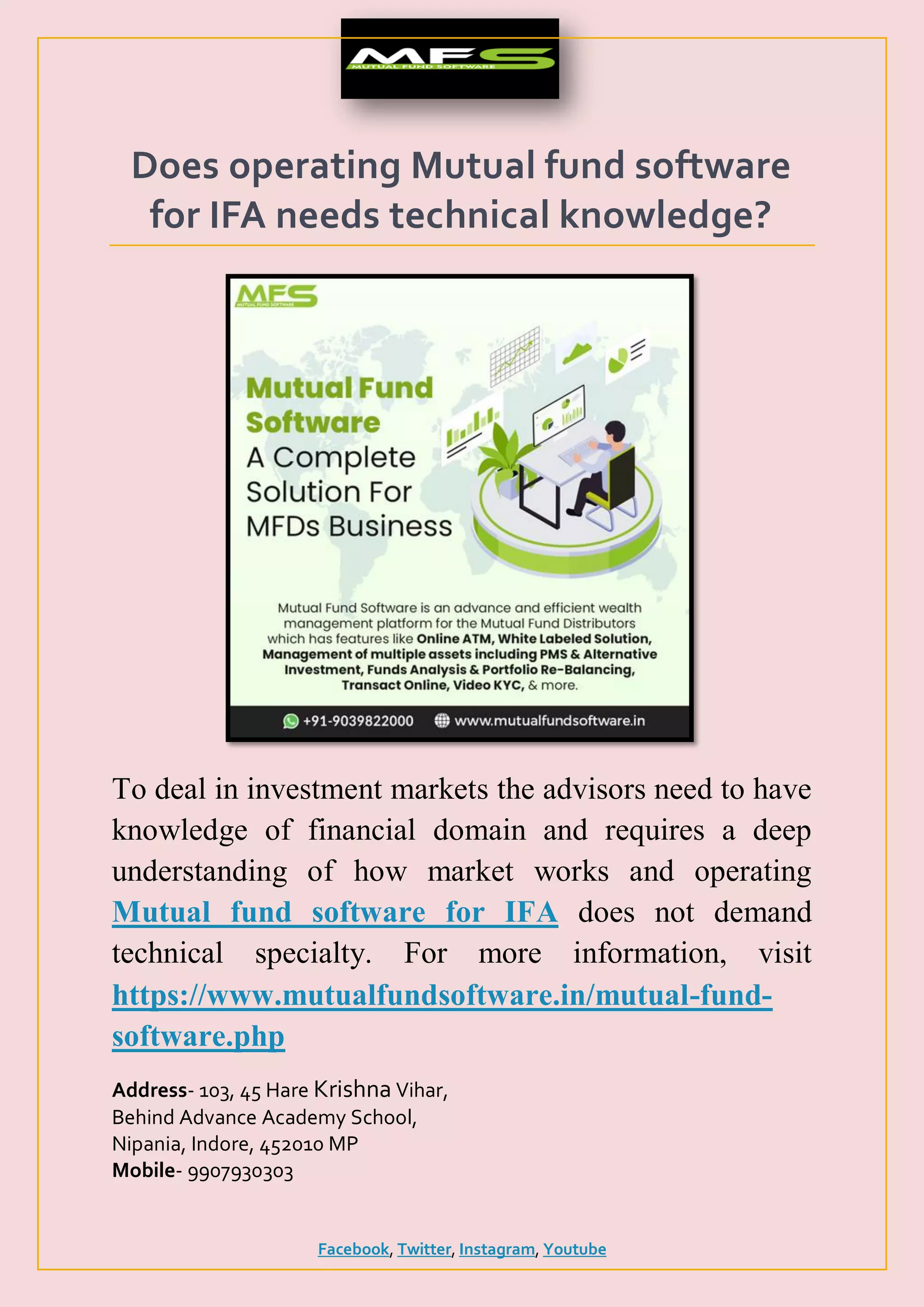 Does operating Mutual fund software for IFA needs technical knowledge.pdf