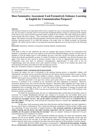 Does summative assessment used formatively enhance learning in english ...