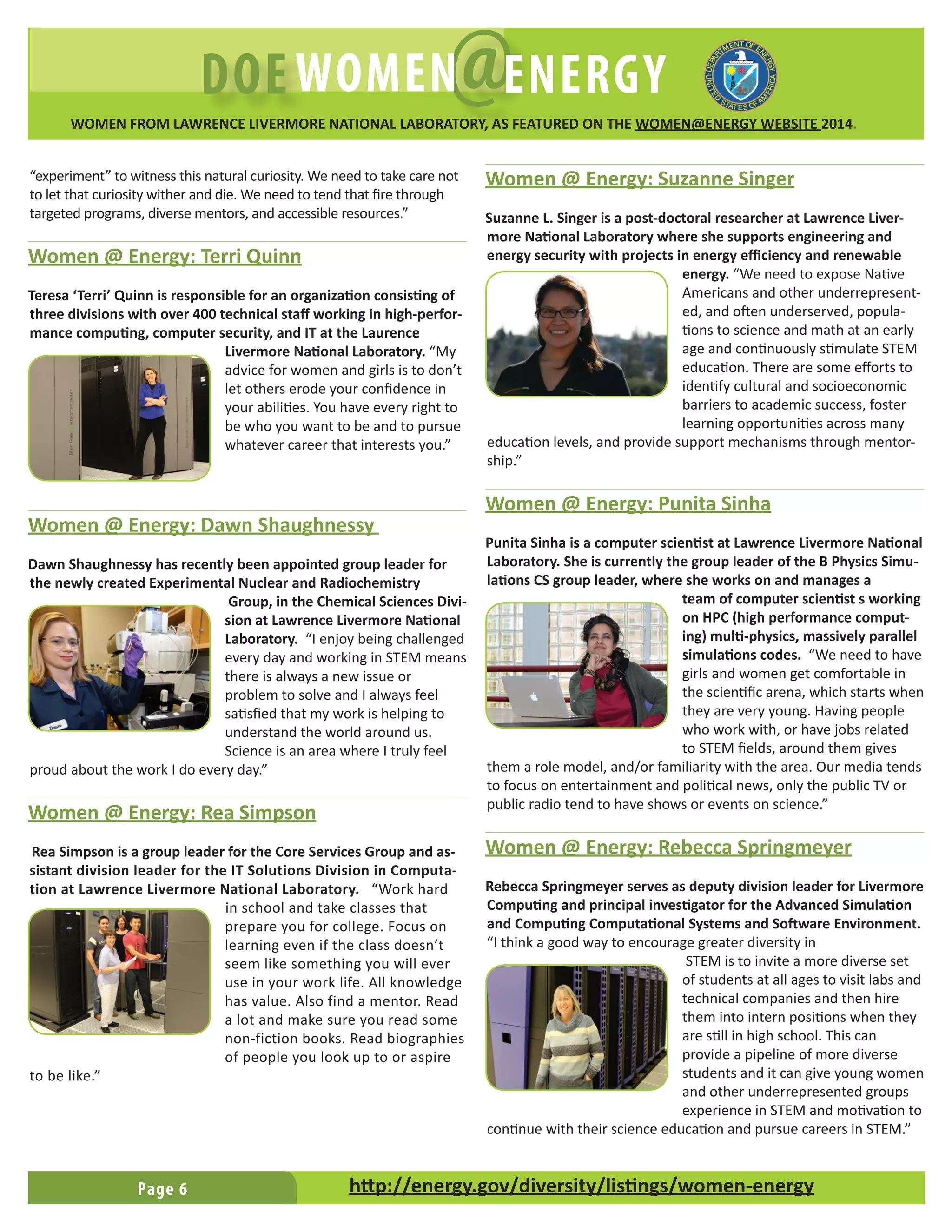 Real-world STEM role models: Lab women profiled by Department of Energy ...