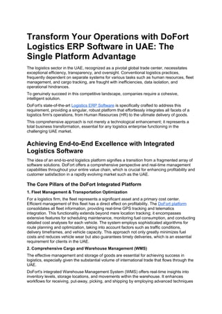 Best Logistics Software in UAE | Logistics ERP Software | DOCX