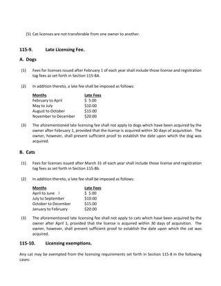 Dog and Cat Licensing Law Franklin TWP. NJ | PDF