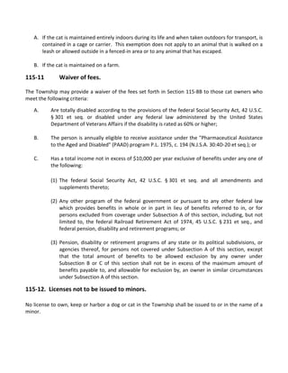 Dog and Cat Licensing Law Franklin TWP. NJ | PDF