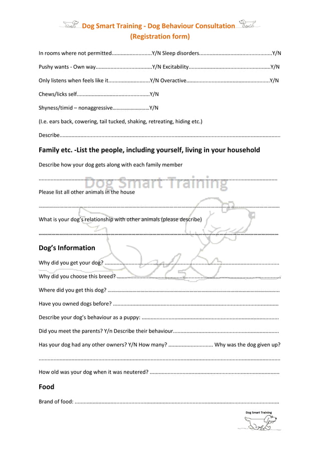 Dog behaviour consultation form 1 | PDF | Dogs | Pets