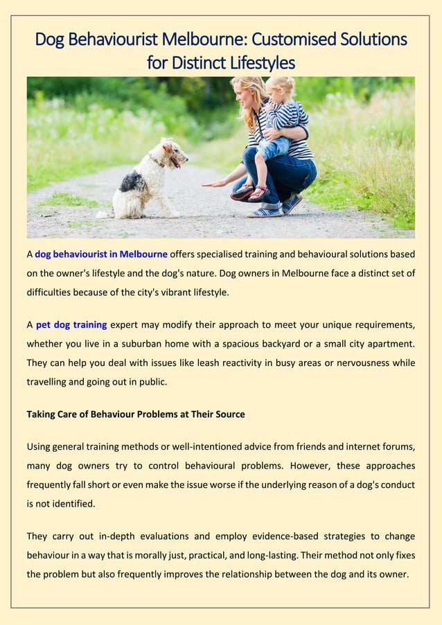 Dog Behaviourist Melbourne Customised Solutions for Distinct Lifestyles.pdf