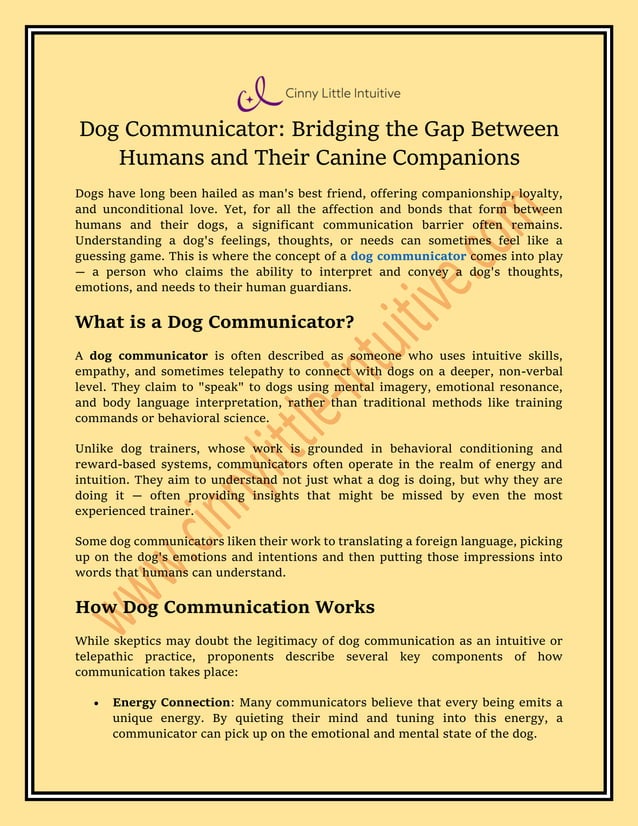 Understanding Your Dog on a Deeper Level: The Role of a Dog ...