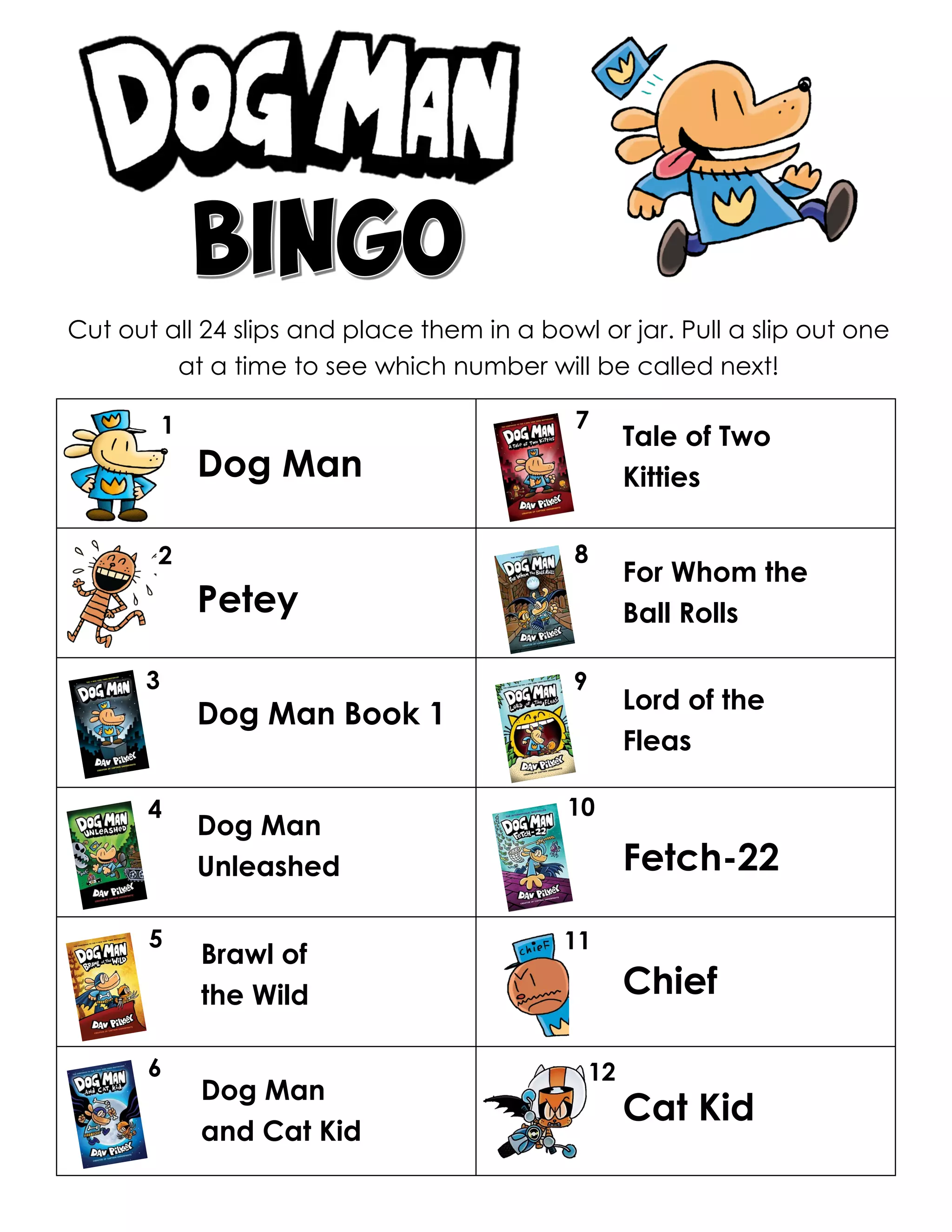 Dog Man BINGO Cards with Instructions | PDF