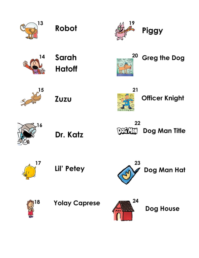 Dog Man BINGO Pieces | PDF